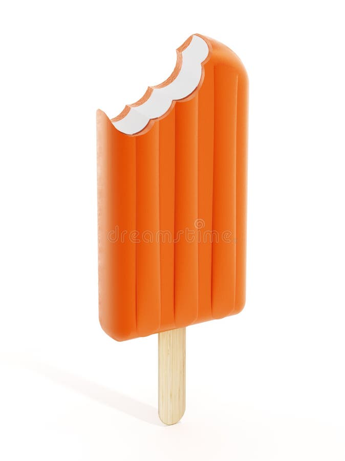 Orange Ice Creams on Wooden Stick. 3D Illustration Stock Illustration ...