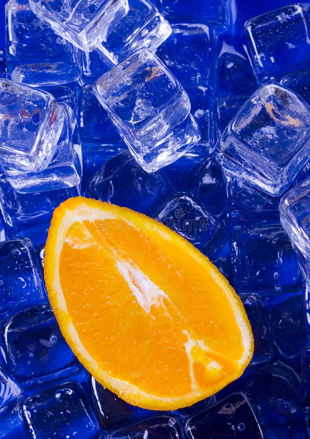 Orange with ice cubes stock image. Image of cleanliness - 2169495