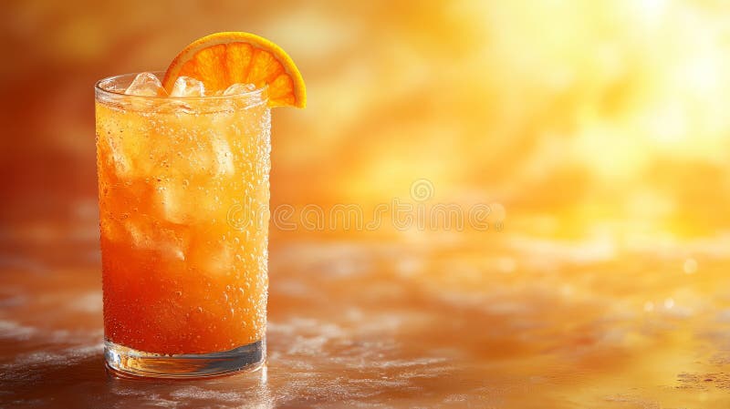 Orange Iced Drink with Slice on Bright Background Stock Photo - Image ...
