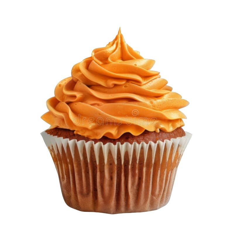 Orange Icing Cupcake on a Black Background Stock Image - Illustration ...