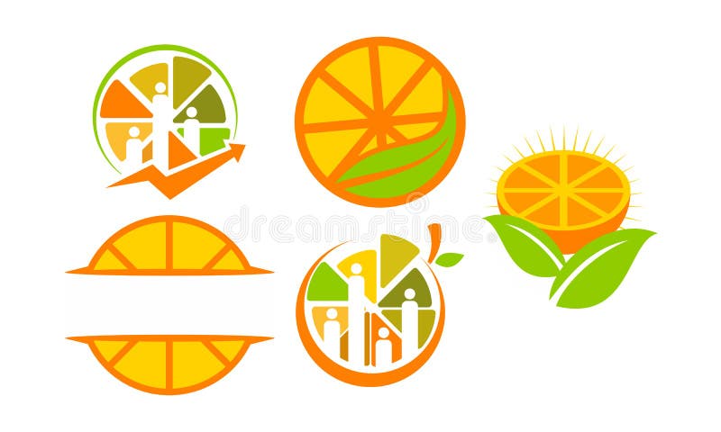 Orange Icon Emblem Blank Template Set Stock Vector - Illustration of ...