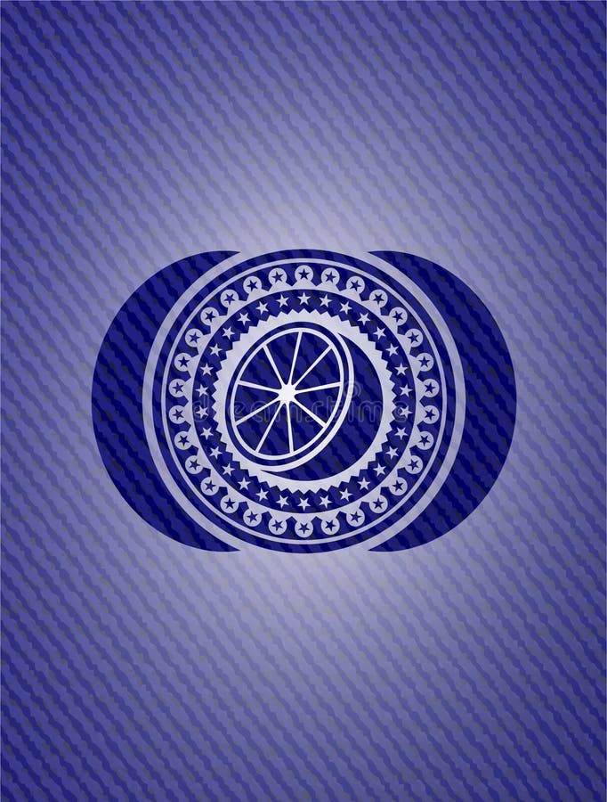 Orange Icon Inside Badge with Denim Texture Stock Vector - Illustration ...