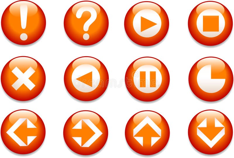Orange Icon Set stock vector. Illustration of keyboard - 10381563