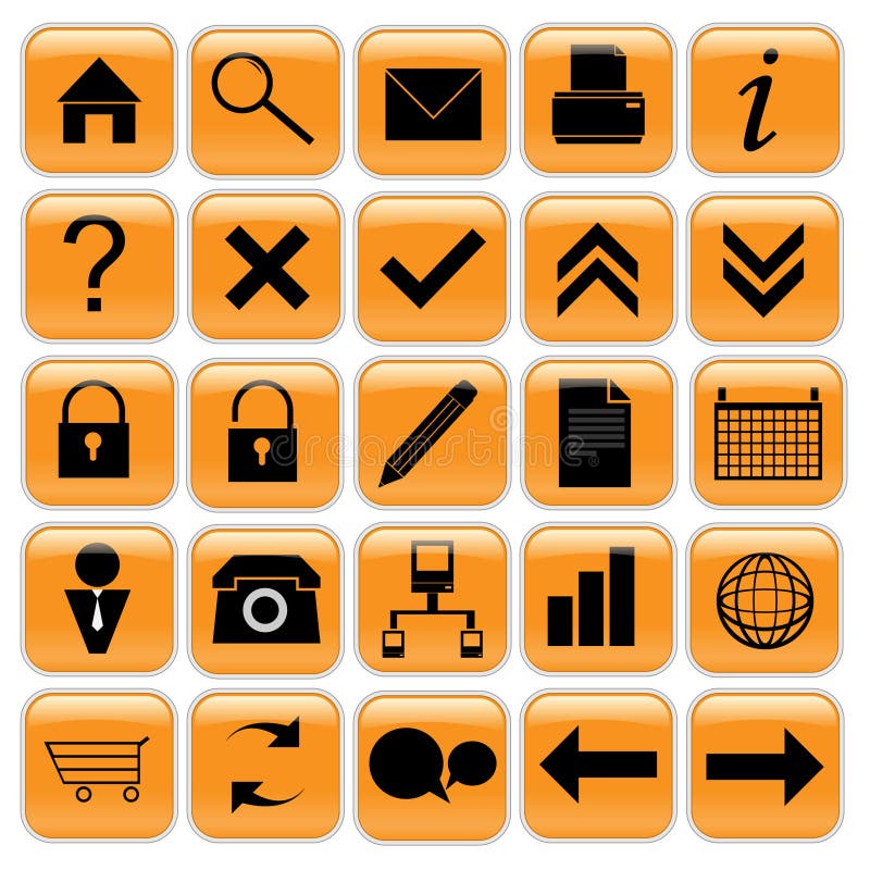 Orange icon set stock illustration. Illustration of computer - 10813716