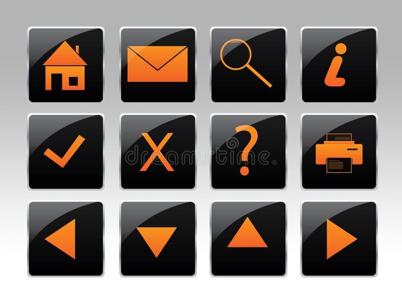 An orange icon set stock illustration. Illustration of next - 9889076