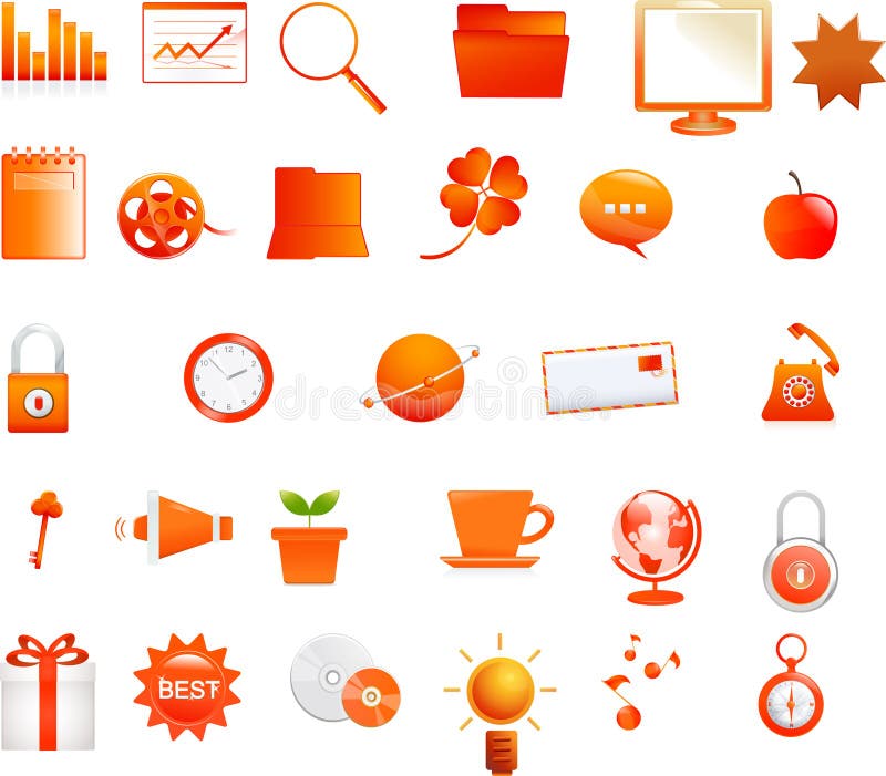 Orange icons stock vector. Illustration of disk, logo - 7562006