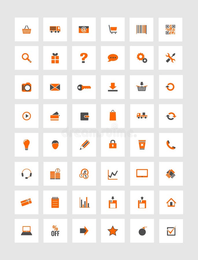 Orange Icons for Eshop, Suitable for Flat Design Stock Vector ...