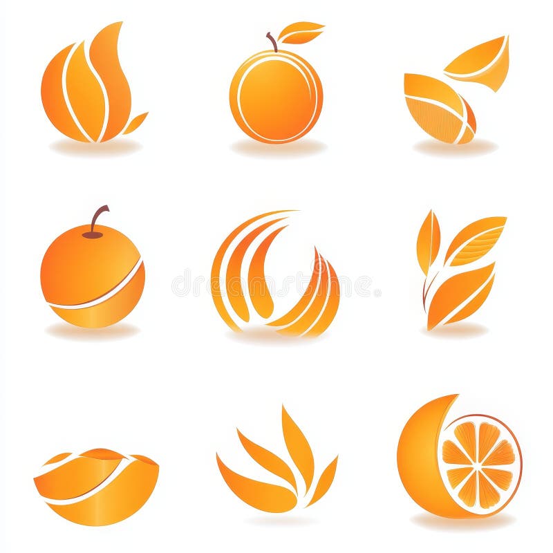 Orange Icons Set. Vector Design Elements for Your Application or ...