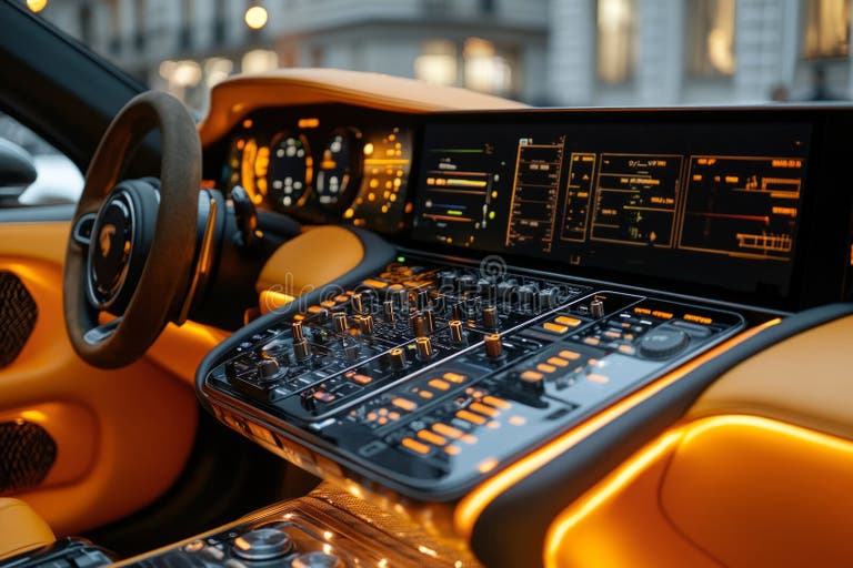 Orange Illumination Highlights Modern Dashboard with Advanced Control ...