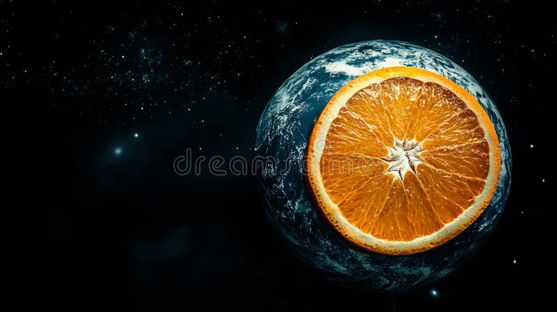 An Orange Image of Earth in Space with High Resolution. Stock Photo ...