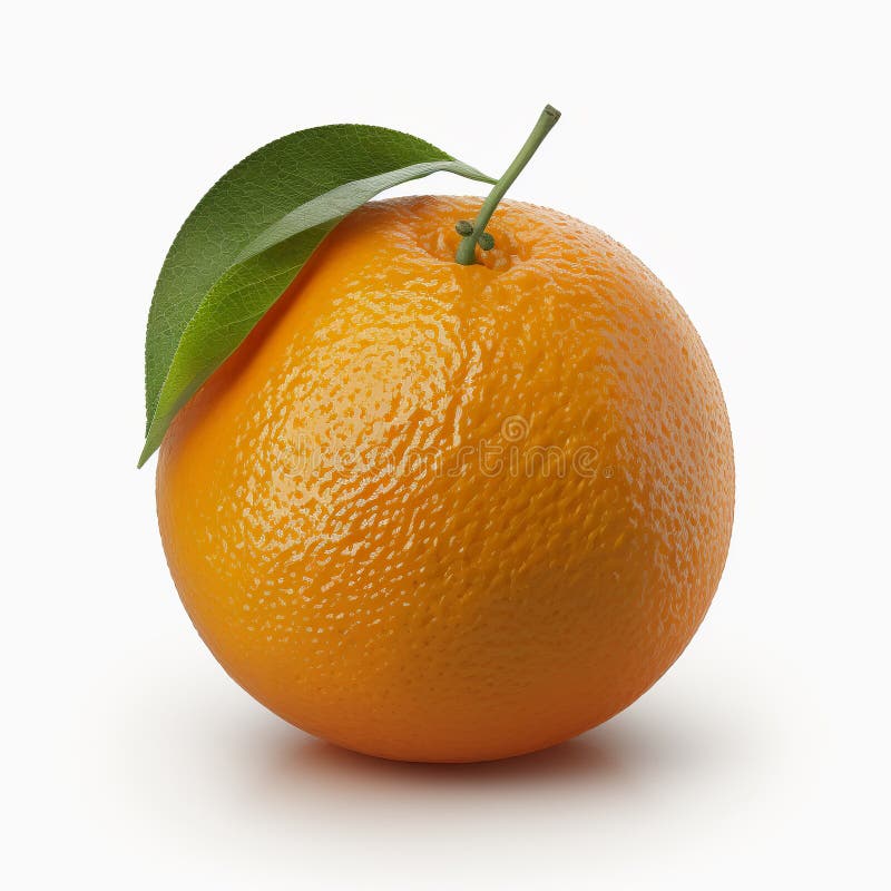 Whole Orange with Leaf on White Background Stock Illustration ...