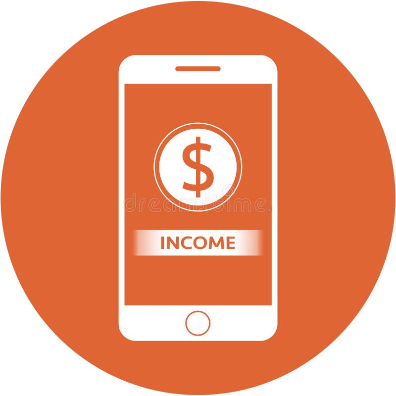 Orange Earning and Euro Sign Design in a Flat Round Button Stock ...