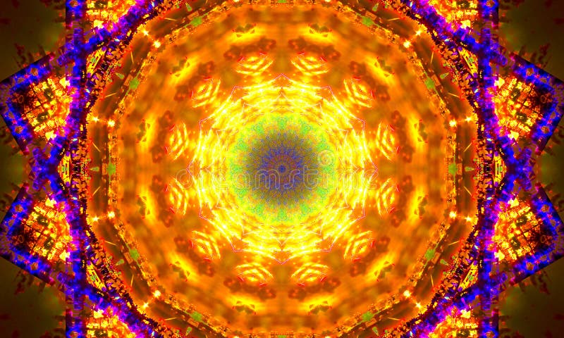 Orange and Indigo Mandala Art Stock Illustration - Illustration of ...