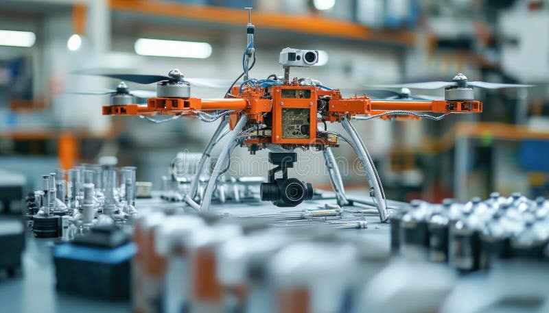 High Tech Drone Hovering Industrial Setting Stock Photos - Free ...