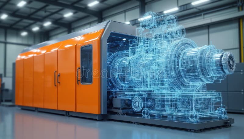 Orange Industrial Factory Equipment with Simulated Augmented Reality ...