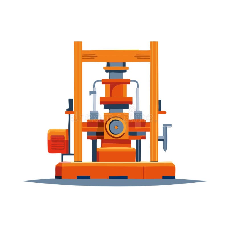 Orange Industrial Hydraulic Press Machine in Isolated Vector ...