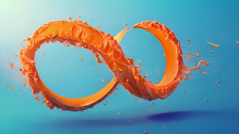 Orange Infinity Symbol Exploding in Blue Background Stock Footage ...