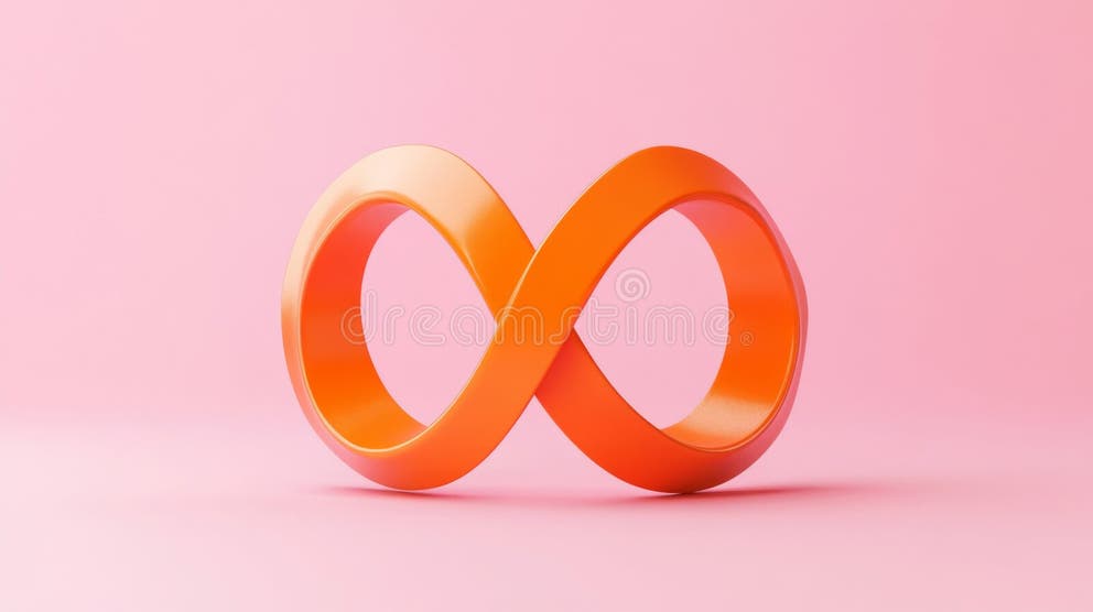 Orange Infinity Symbol on Pink Background Stock Illustration ...