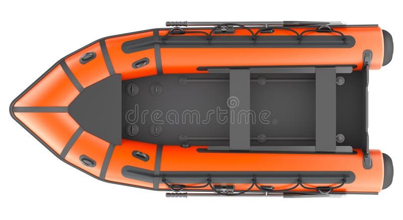 Orange Inflatable Boat, Lightweight Boat, Top View. 3D Rendering Stock ...