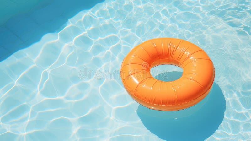An Orange Inflatable Circle on the Surface of the Pool Stock Photo ...