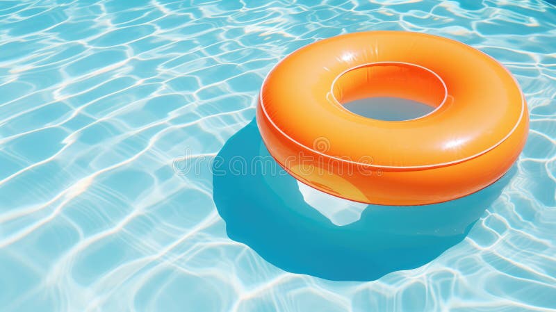 An Orange Inflatable Circle on the Surface of the Pool Stock Photo ...