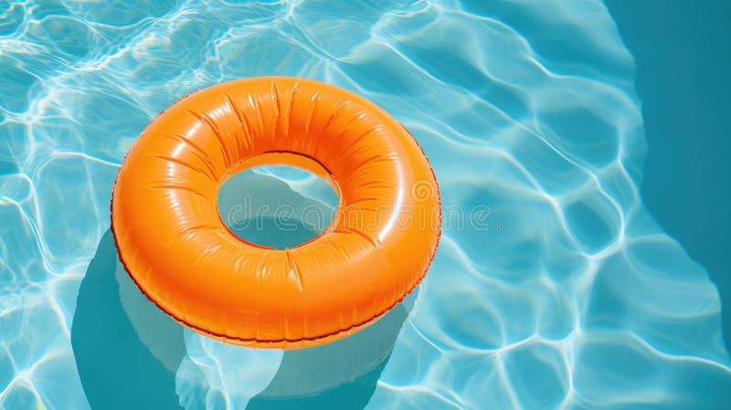 An Orange Inflatable Circle on the Surface of the Pool Stock Photo ...