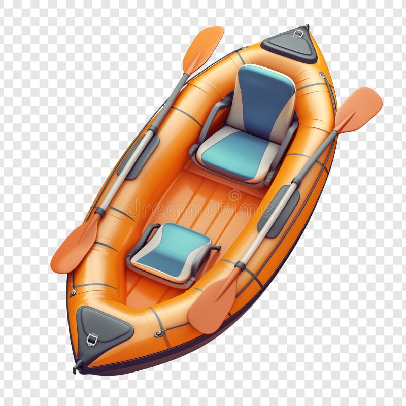 Orange Inflatable Raft with Oars and Seats Stock Illustration ...