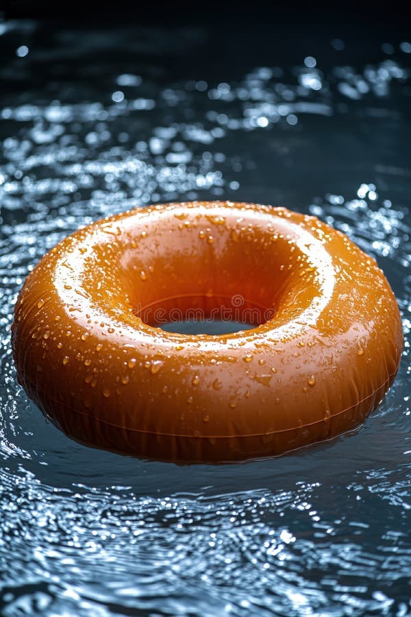 Orange Inflatable Ring in Water Stock Illustration - Illustration of ...