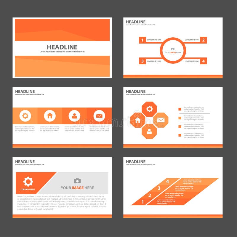 Orange Infographic Business Presentation Template Set. Powerpoint ...
