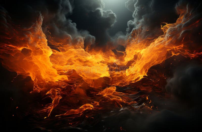 Orange Ink Flowing Over Black Surface. AI Generated Stock Illustration ...