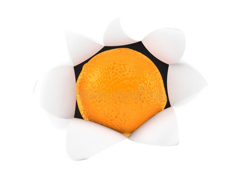 Orange Inside Hole from Torn Paper Stock Illustration - Illustration of ...