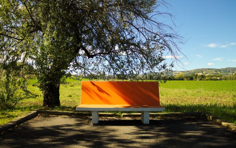 The orange isolated bench stock photo. Image of outside - 101453876