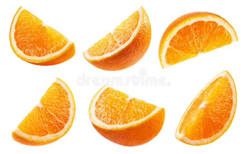 Orange Isolated Set.Collection of Juicy Orange Slices in Different ...
