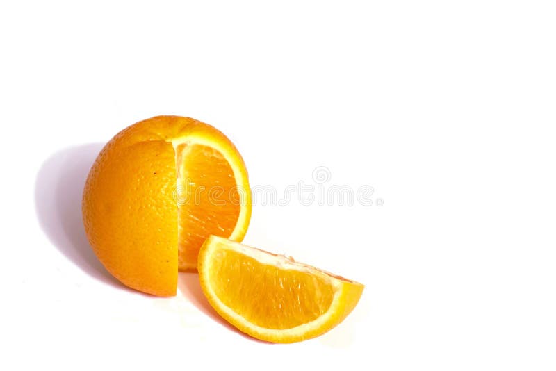 Orange with its quarter stock image. Image of entire, white - 6811481