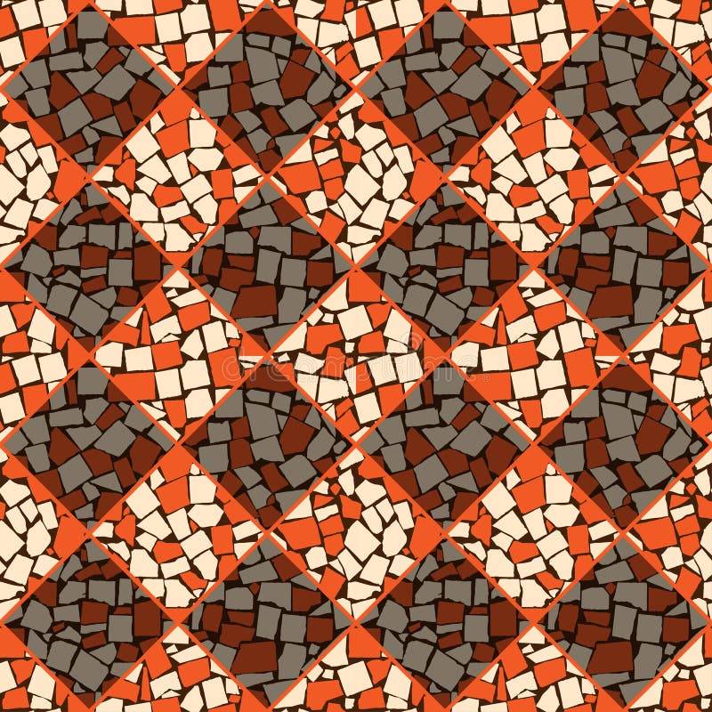 Orange and Ivory Vector Seamless Chess Styled Vintage Tiles Wall ...