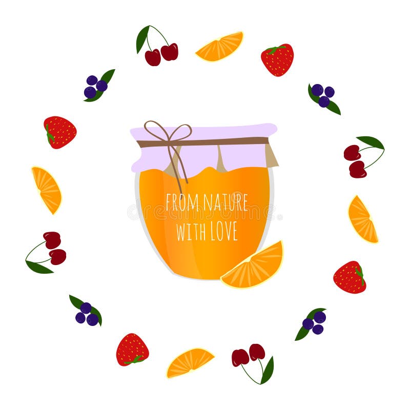 Orange Jam-jar in Fruits Circle, Element for Design Stock Vector ...