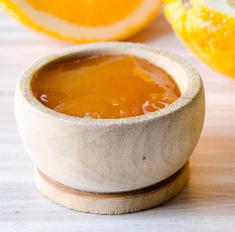 Orange Jam Served in Spoon on the Table Stock Photo - Image of ...