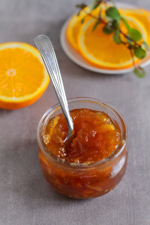 Orange Jam and Spices on a Table Stock Photo - Image of preserve ...