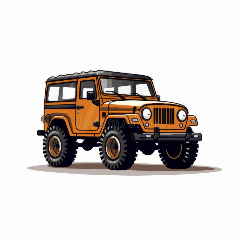 Orange Jeep Parked in Front of Building Stock Illustration ...