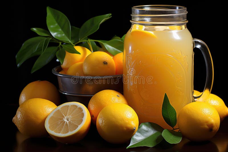 Orange Juce in Glass and Jar with Orange Slices, Stock Illustration ...