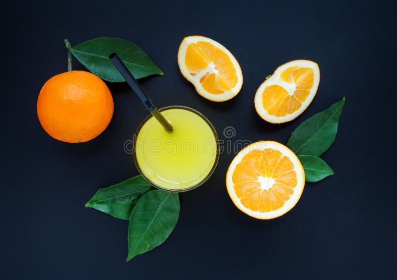 Orange Juice on a Black Background Stock Photo - Image of nature ...