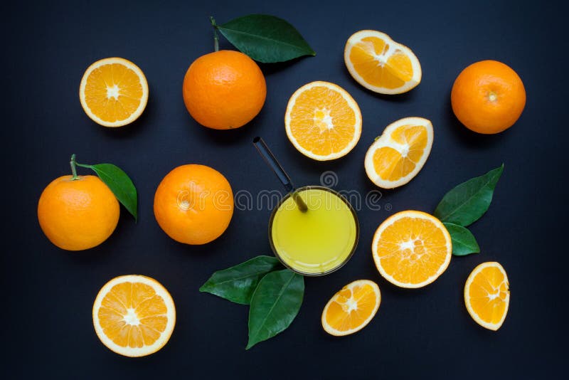 Orange Juice on a Black Background Stock Image - Image of orange ...
