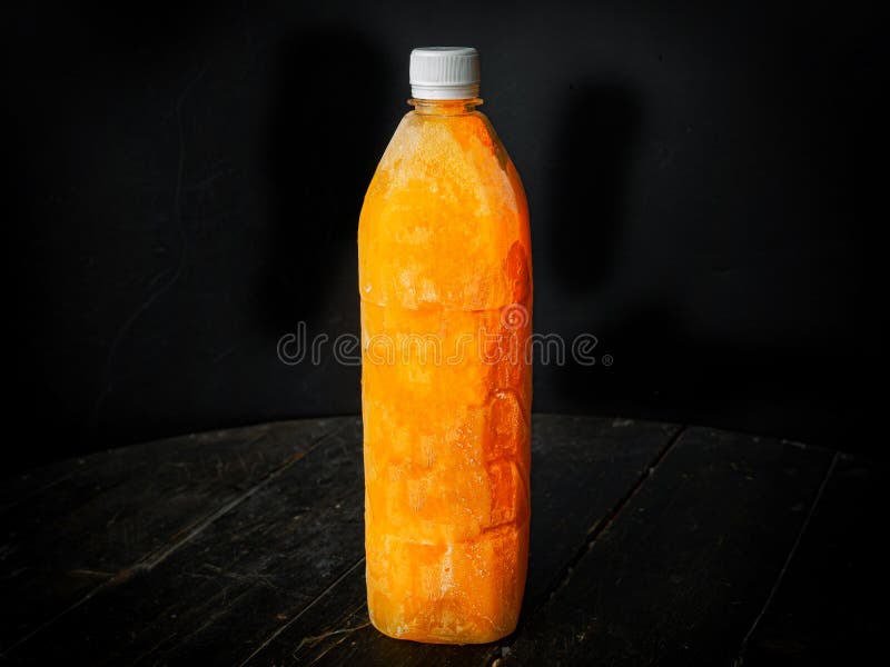 Orange Juice Bottle Ice Cold Stock Image - Image of drop, collection ...