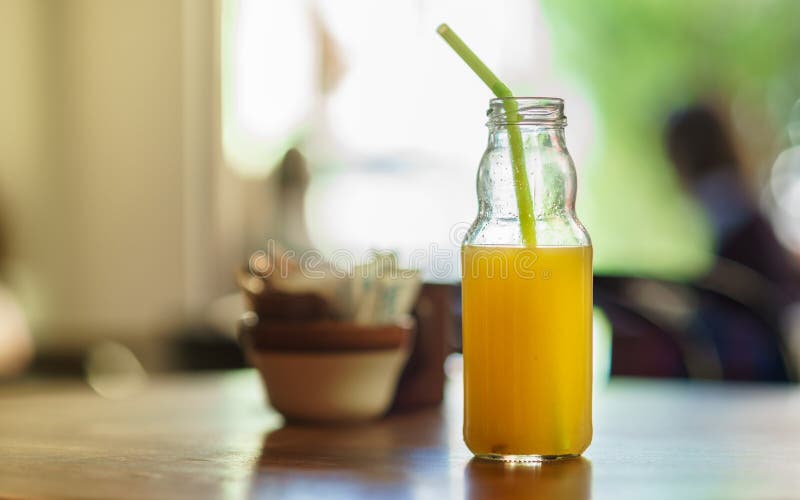 Orange Juice Bottle with Pipe Stock Image - Image of colorfull ...