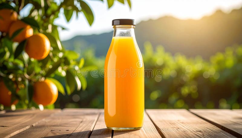 An Orange Juice Bottle on the Table Stock Illustration - Illustration ...