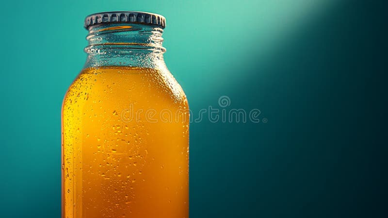 Orange Juice Bottle on a Teal Background. Stock Image - Image of ...
