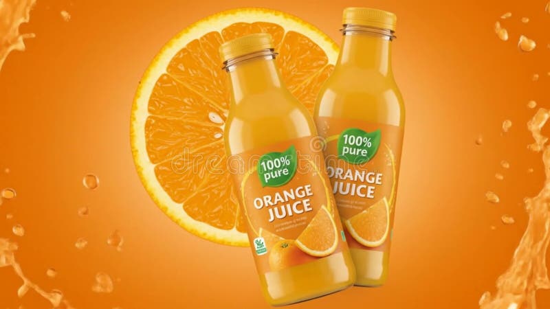Orange Juice Bottles in Splash of Liquid Stock Video - Video of vitamin ...