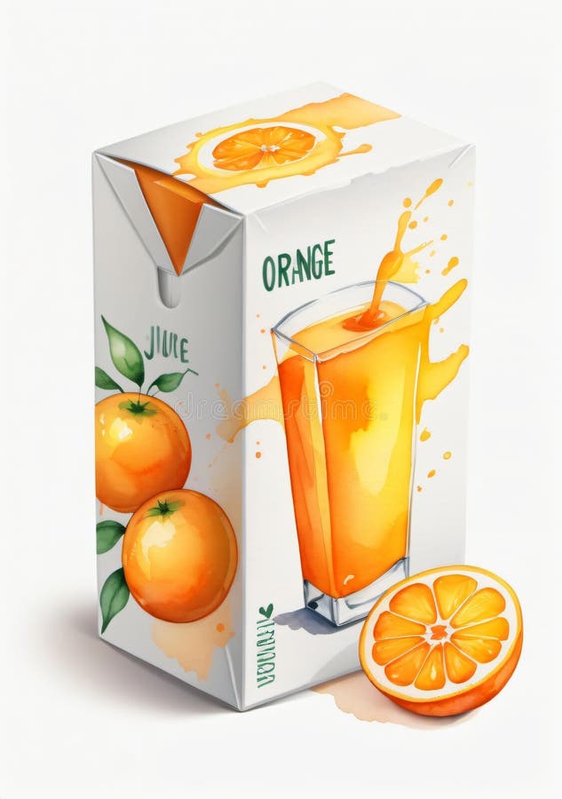 Orange Juice in a Box. Generative AI Stock Illustration - Illustration ...