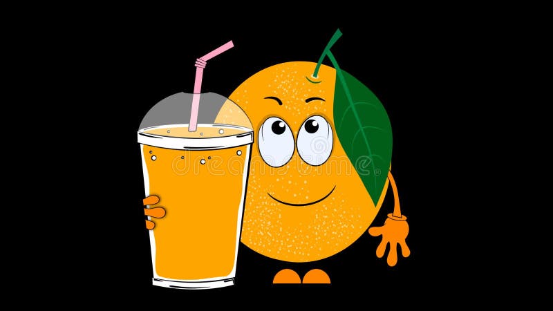 Orange Juice and Cartoon Orange. Animation. Stock Footage - Video of ...