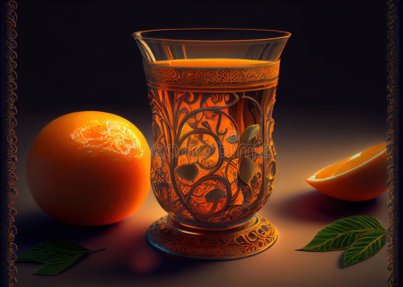 Orange Juice Decorative Glass with Oranges, Generative Ai Stock ...